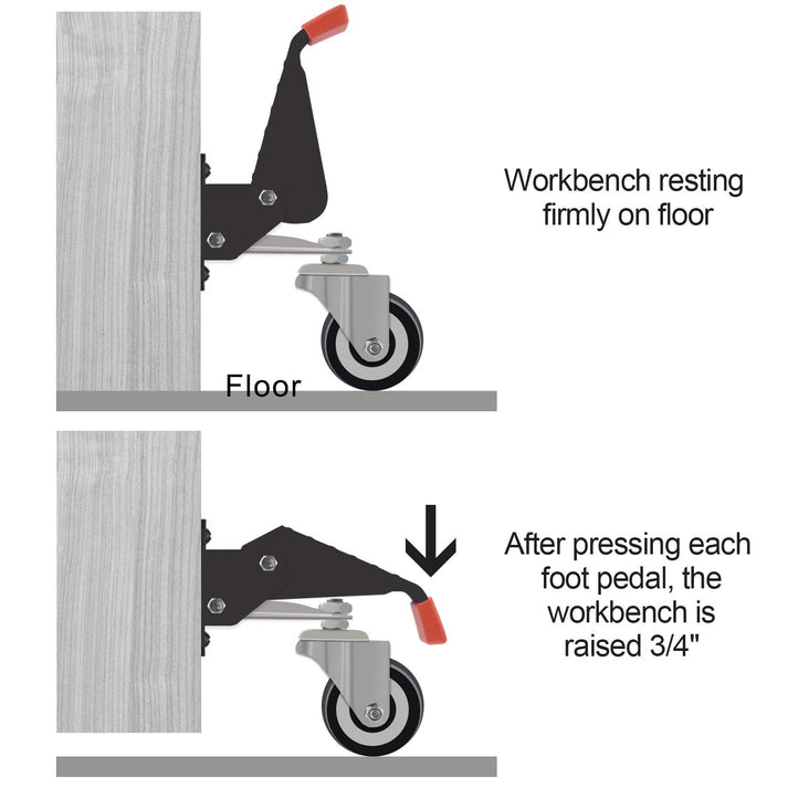 SPACEKEEPER Retractable Workbench Casters kit 660 Lbs - 4 Heavy Duty R ...